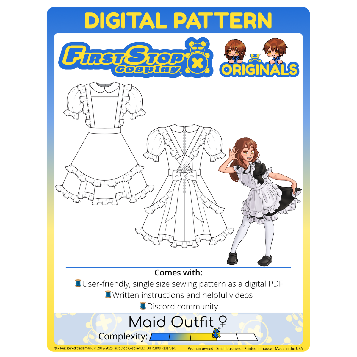 FSCO® DIGITAL Classic Maid Outfit ♀ Sewing Pattern – First Stop Cosplay