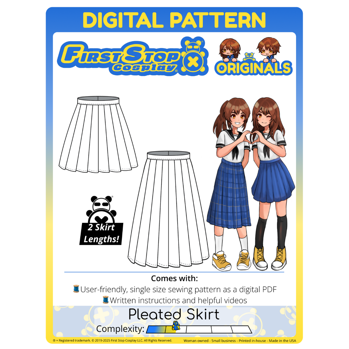 FSCO® DIGITAL Dual-Length Pleated Skirt Sewing Pattern – First Stop Cosplay