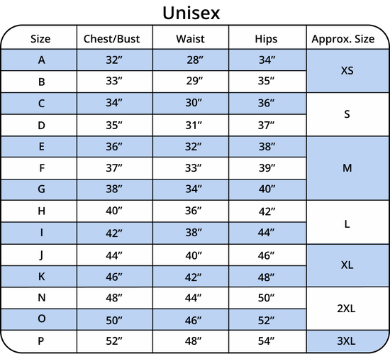Size Charts – First Stop Cosplay