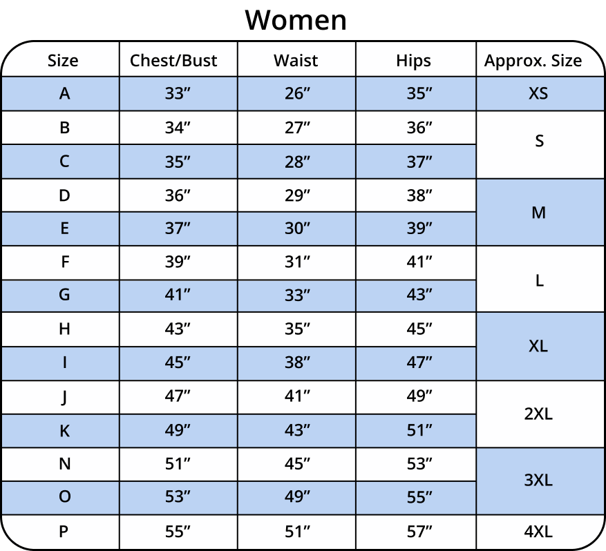 Size Charts – First Stop Cosplay